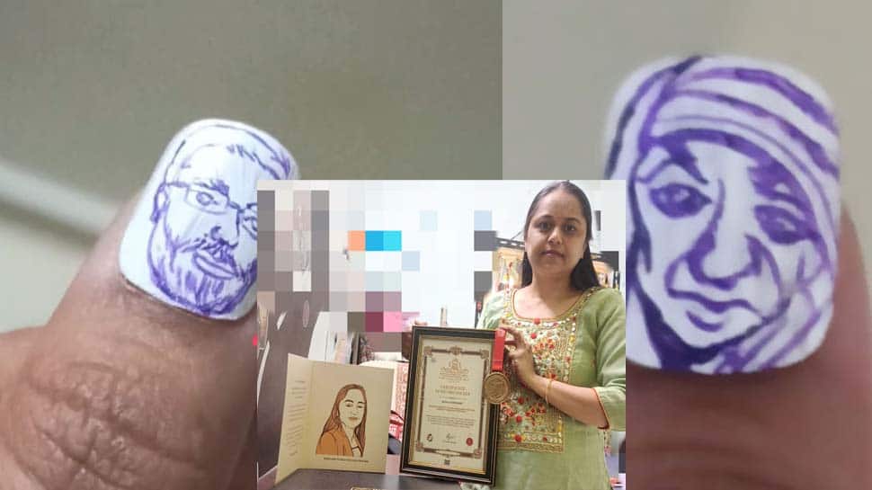 વિસનગરની મહિલાએ સર્જ્યો વર્લ્ડ રેકોર્ડ, નખ પર PM મોદીનું સૌથી નાનું 1.6 ...