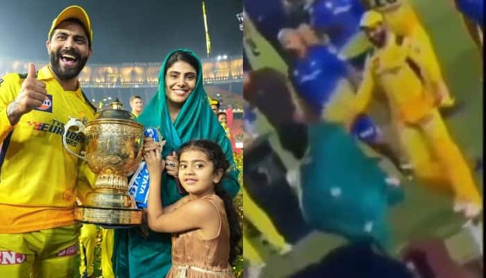 ipl 2023 final ravindra jadeja wife rivaba touched his feet after csk victory video gone viral