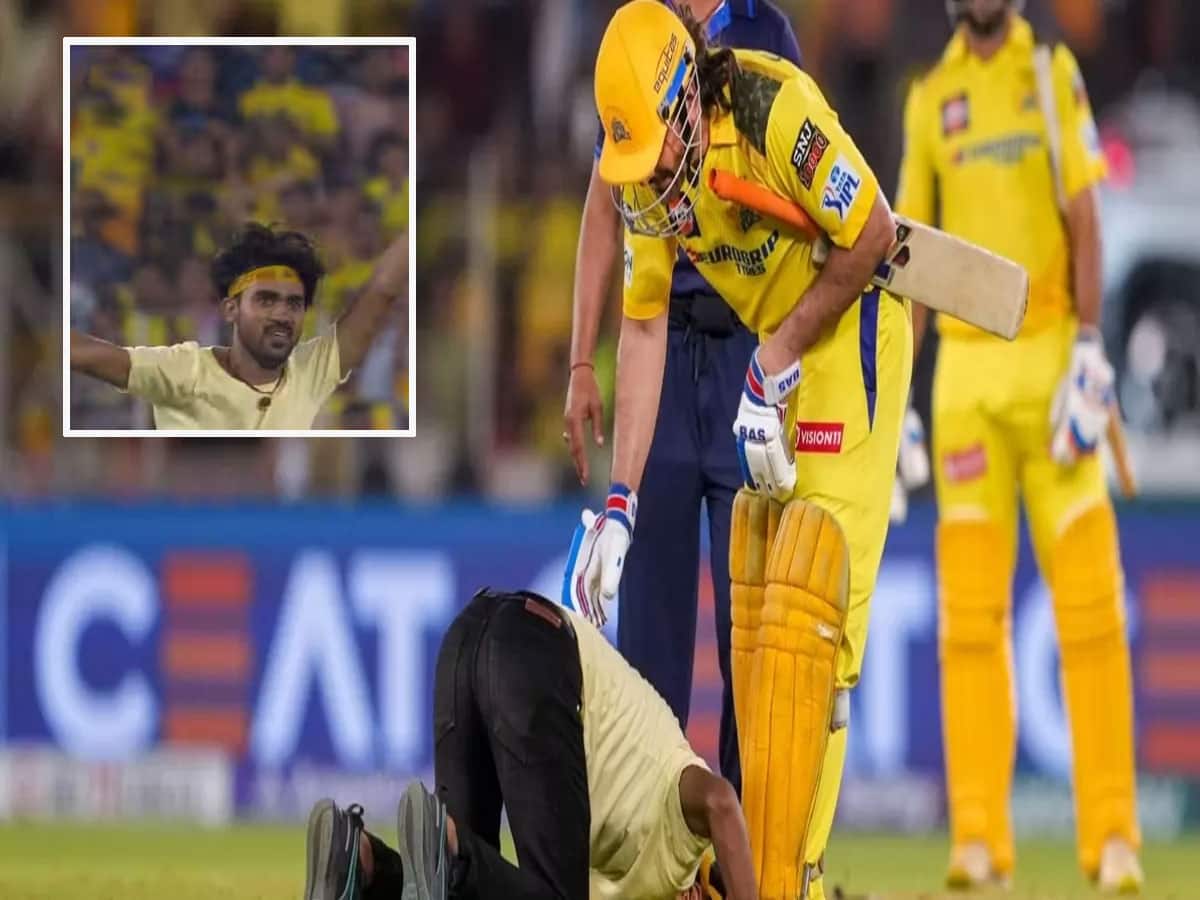 ms dhoni die hard fan breaches security and touch his feet at IPL match ...